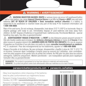 Panasonic CR1632 3.0 Volt Long Lasting Lithium Coin Cell Batteries in Child Resistant, Standards Based Packaging, 2-Battery Pack