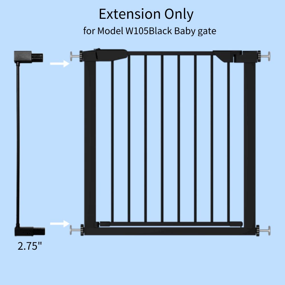 Black Baby gate Extensions for fairy baby Safety gate (7cm/2.75inch)