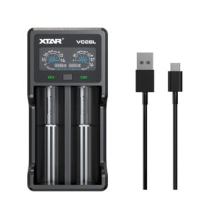 xtar vc2sl 18650 battery charger 2 bay smart universal charger with lcd display for rechargeable batteries ni-mh ni-cd aa aaa li-ion imr 18650 18700 20700 21700 22650 25500 26650