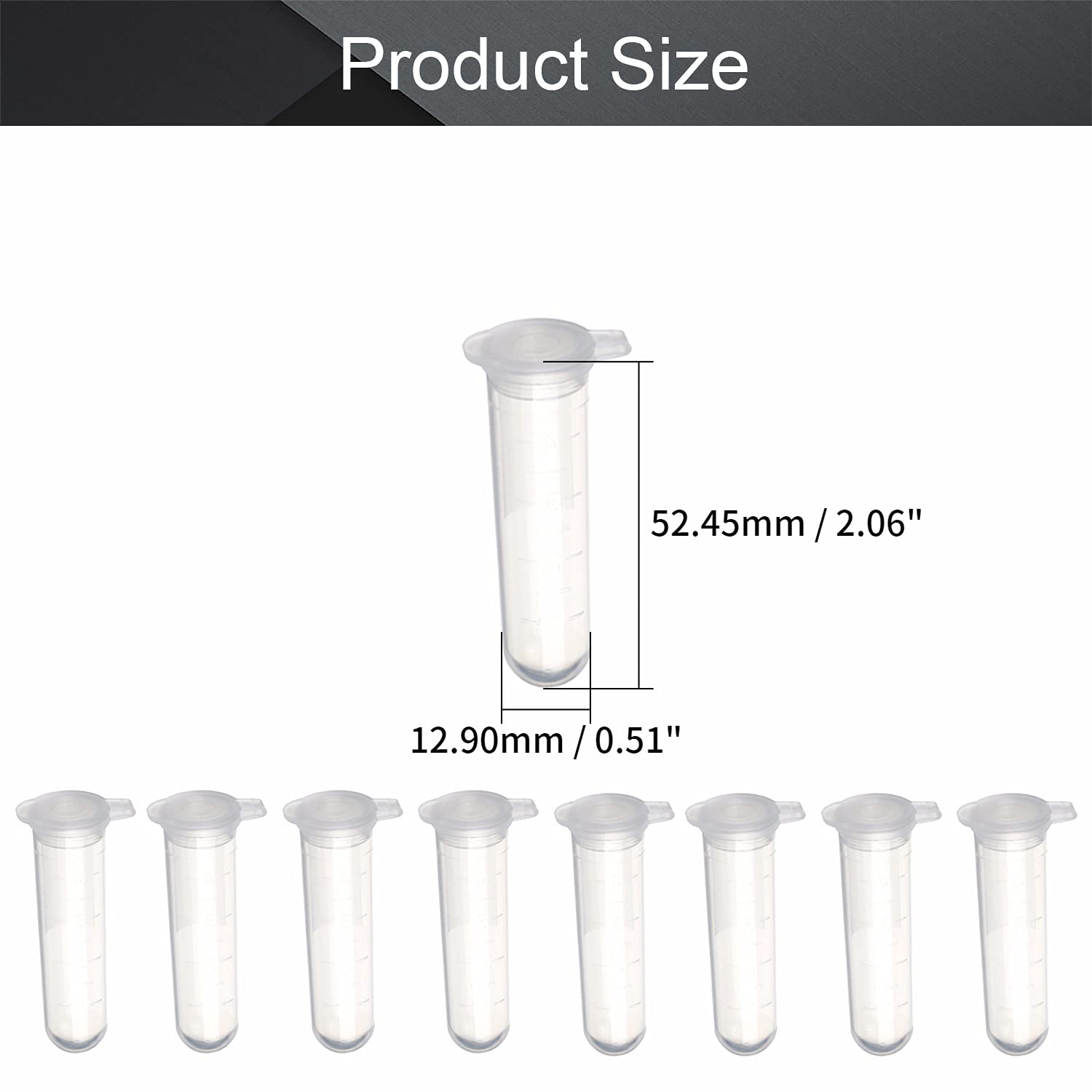 Jutagoss 300 Pcs 4ML Plastic Microcentrifuge Tubes, Plastic Test Vials with Lids Sample Small Bottle Vial Storage for Lab