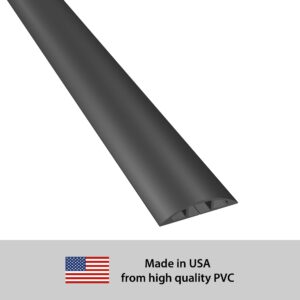 Haven First 4' Floor Cable Protector, Cord Cover, Protect Cords, Prevent Cable Trips, Cable Cavity = 0.63" (W) x 0.31" (H) - 4ft Length - Black