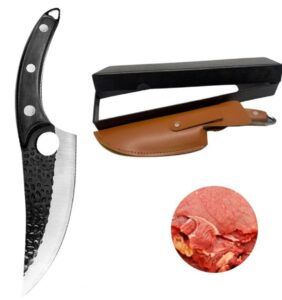 forged professional knife, kitchen deboning knife with high carbon steel blade for butcher, meat cleaver, hunting knife. multi-purpose kitchen knife for home, outdoor, camping, outdoor bbq