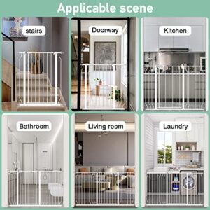 WAOWAO Extra Tall 37.4" Baby Gate Wide Pressure Mounted Walk Through Swing Auto Close Safety Black White Metal Toddler Kids Child Dog Pet Puppy Cat for Indoor Stairs,Doorways,Kitchen 29.13-76.37 inch