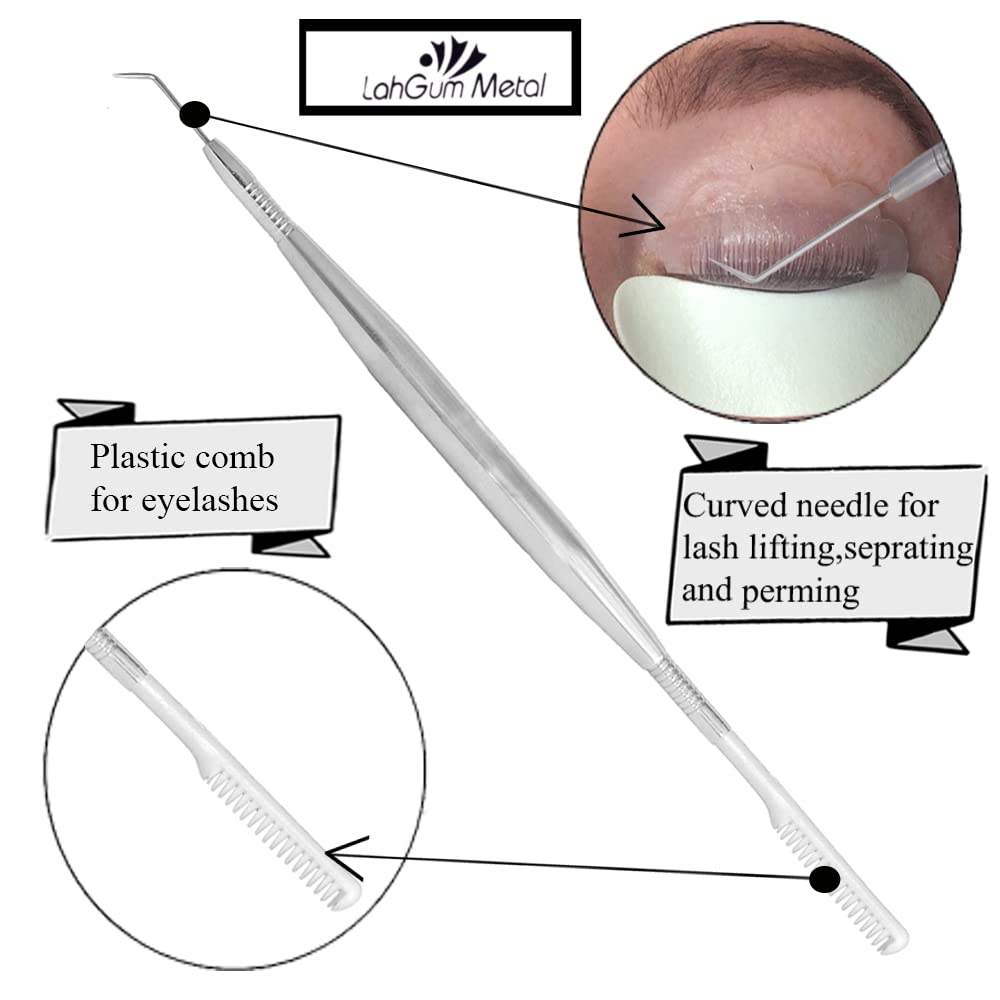 Separation Eye lash Separator Tool Pro Lash Lift Tools and tint Kit Professional Lifting - Lashes Separater Perm Extension Separating Comb Tinting Lifter Eyelashes Seperator Supplies Silver Steel (1 Pieces, Lining On Point)