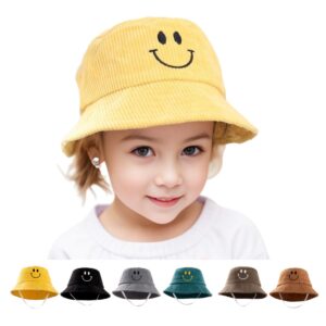 kids sun hat toddler bucket hat upf 50+ sun protection embroidered corduroy outdoor hat fishing cap for 3-10 years (one size, yellow)