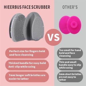 HieerBus Silicone Face Scrubber,Manual Exfoliating Brush,Handheld Facial Cleansing Brush for Women Men-Blackhead Removing Pore Cleansing Massaging for Sensitive, Delicate, Dry Skin (3rd-Grey+White)