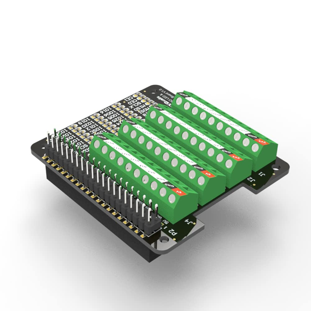 REXQualis RPi GPIO Status LED & Terminal Block Breakout Board HAT for Raspberry Pi A+ 3A+ B+ 2B 3B 3B+ 4B