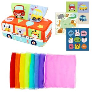 aipinqi baby tissue box toy magic crinkle high contrast tissue sensory box baby toys to 6-12 months