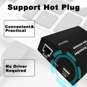 LornCeng USB Extender Over Ethernet Cat5e/6/7 Up to 656FT(200M), USB RJ45 Extender for Keyboard Mouse Extension, Plug and Play, Hot Swap, Driver Free, Support All Systems, USB1.1 Protocol