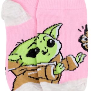 STAR WARS Little Girl's 5 Pack The Mandalorian Baby Yoda No Show Socks, Medium, Pink/Grey Heather