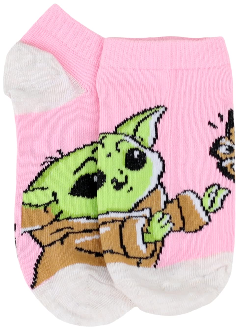 STAR WARS Little Girl's 5 Pack The Mandalorian Baby Yoda No Show Socks, Medium, Pink/Grey Heather