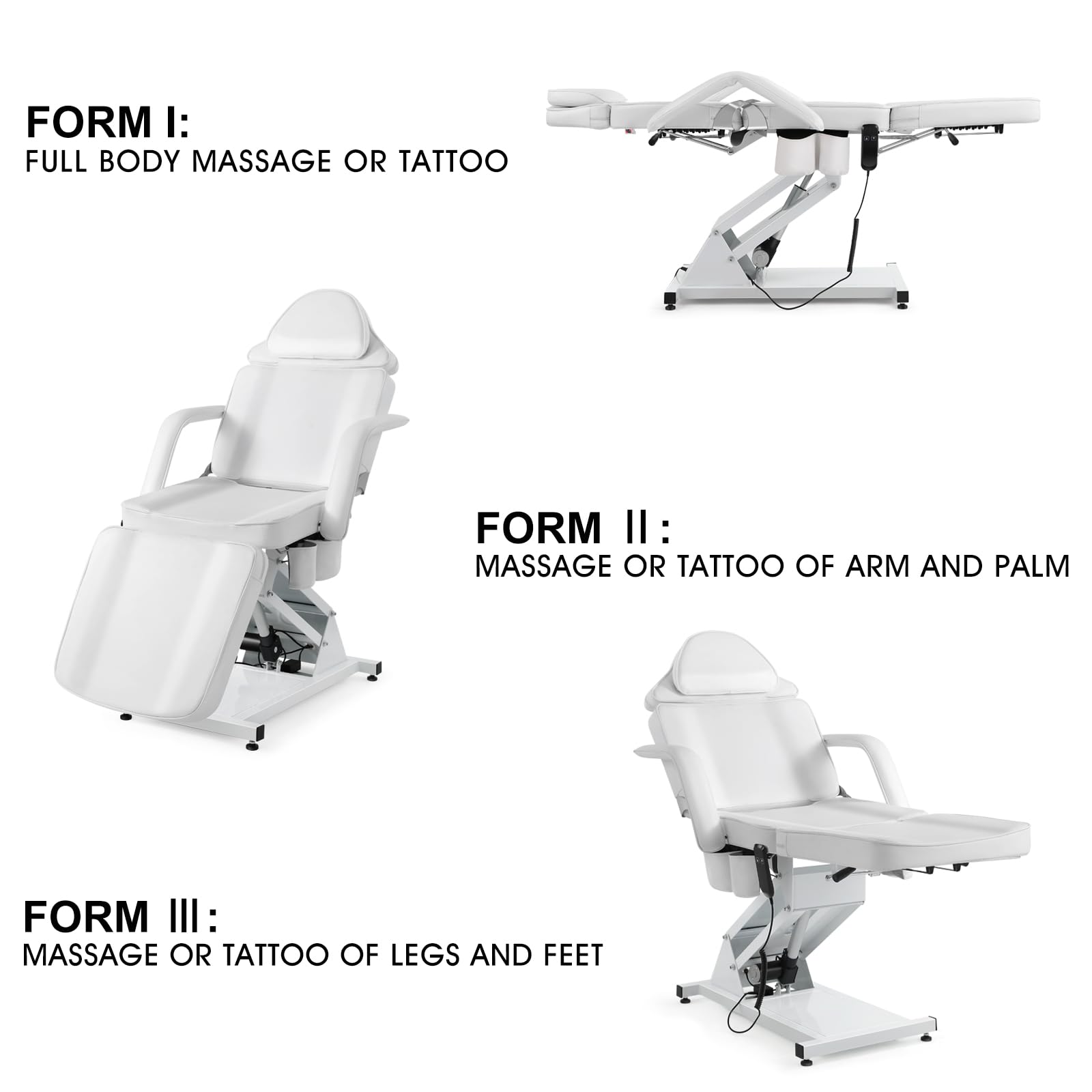 Artist hand Massage Table Electric Height Adjustable Massage Bed Massage Bed Facial Bed Lash Bed for Eyelash Extensions Salon Chair (White)