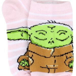 STAR WARS Little Girl's 5 Pack The Mandalorian Baby Yoda No Show Socks, Medium, Pink/Grey Heather