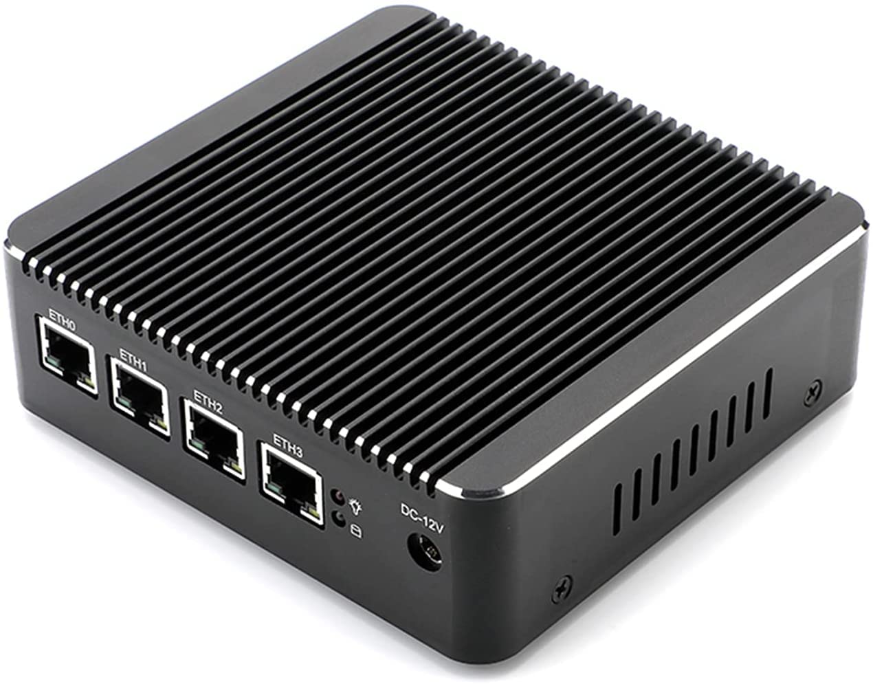 Firewall Micro Appliance,Fanless Mini PC with Intel Celeron J4125 Quad Core,4 Intel I225 Gigabit LAN,VGA/HDMI/USB,AES-NI,Barebone No Ram No SSD