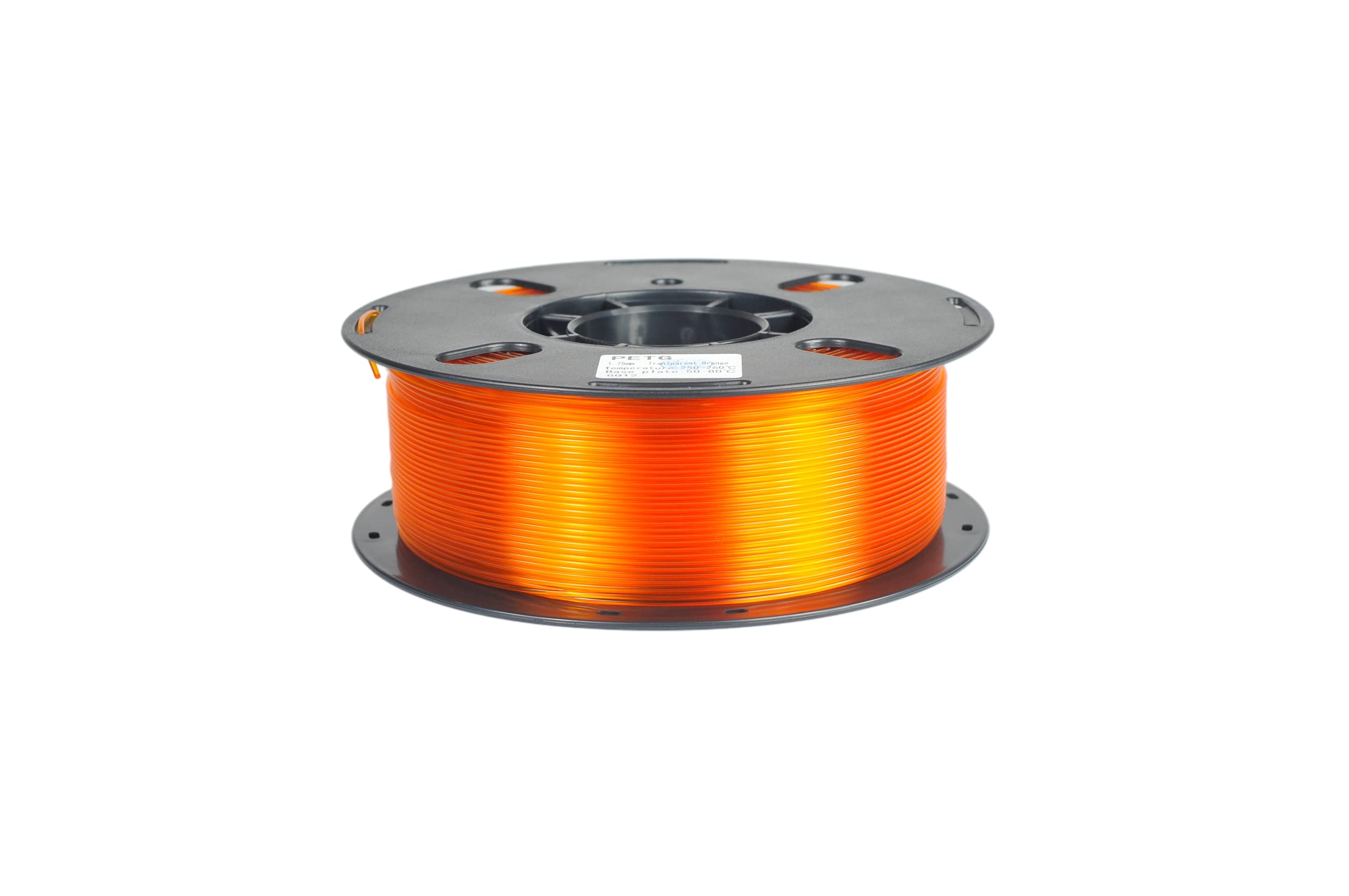 RANKI PETG Filament 1.75mm 3D Printer Filament, Dimensional Accuracy +/- 0.03 mm, 1kg Spool(Transparent Orange)