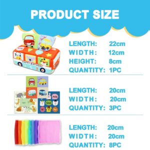 AIPINQI Baby Tissue Box Toy Magic Crinkle High Contrast Tissue Sensory Box Baby Toys to 6-12 Months