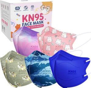 ctc connexions 30pcs kids kn95 masks for children 5 ply multicolor cute print kids face masks filter efficiency≥95% with elastic ear loop and adjustable nose clipfor boys, girls