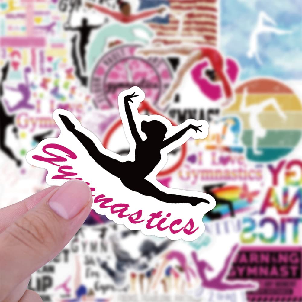 Gymnastics Stickers | 53pcs Vinyl Waterproof Gymnastics Stickers for Scrapbooking, Water Bottles, Girls Room Décor, Walls, Dance Silhouette Tumbling Decal Gifts for Girls and Teenagers