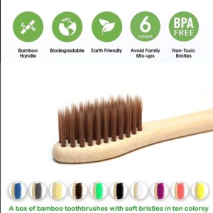 OUTIN Bamboo Toothbrushes for Kids, Childrens Manual Brushes Bulk 10 Packs,3+ Years Organic Oral Tooth Cleaning Toothbrush