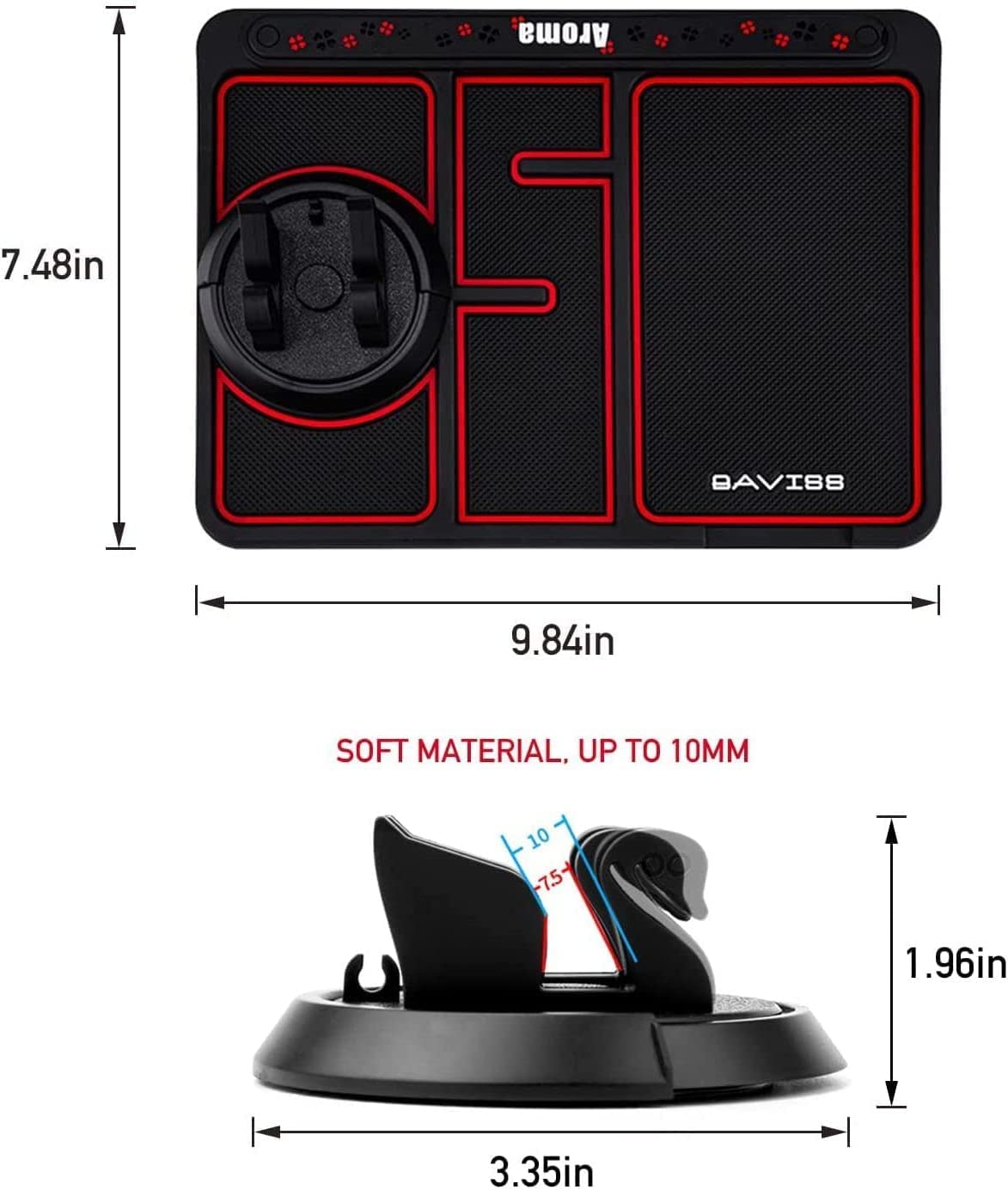 4 in 1 Non-Slip Phone Pad for Car, Anti-Slip Mat Car Phone Holder with Mount, Car Dashboard Accessories, Temporary Car Parking Card Number Plate and Aromatherapy