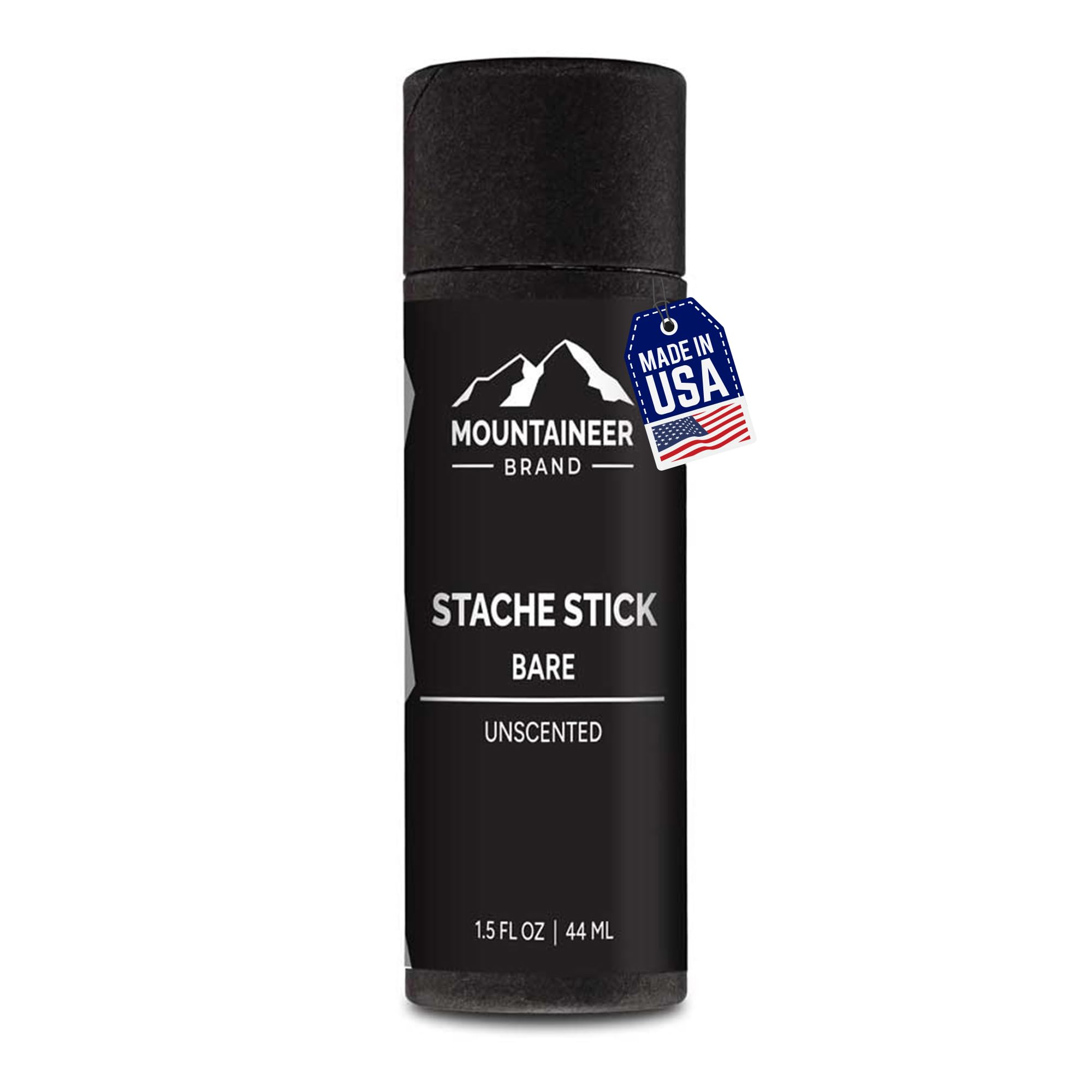 Mountaineer Brand Stache Stick | Mustache Wax for Men | 100% Natural Beeswax and Plant Based Oils | Grooming Beard Moustache Wax | Strong Hold | Smooth, Condition, Styling Balm | Bare Unscented 1.5oz