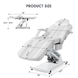 Artist hand Massage Table Electric Height Adjustable Massage Bed Massage Bed Facial Bed Lash Bed for Eyelash Extensions Salon Chair (White)