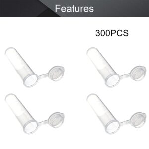 Jutagoss 300 Pcs 4ML Plastic Microcentrifuge Tubes, Plastic Test Vials with Lids Sample Small Bottle Vial Storage for Lab