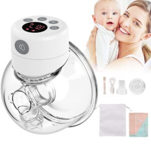 bemawe wearable breast pump, electric breast pump hands free wireless breast pump portable breastfeeding pump low noise painless breast milk pump, lcd display, 2 modes & 9 levels, s12, 24mm flange