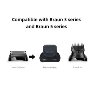 Daseey Electric Shaver Head Replacement for Braun Series 3 & 5 Beard Trimmer with 5 Limit Combs Shaver Head Razor Blade