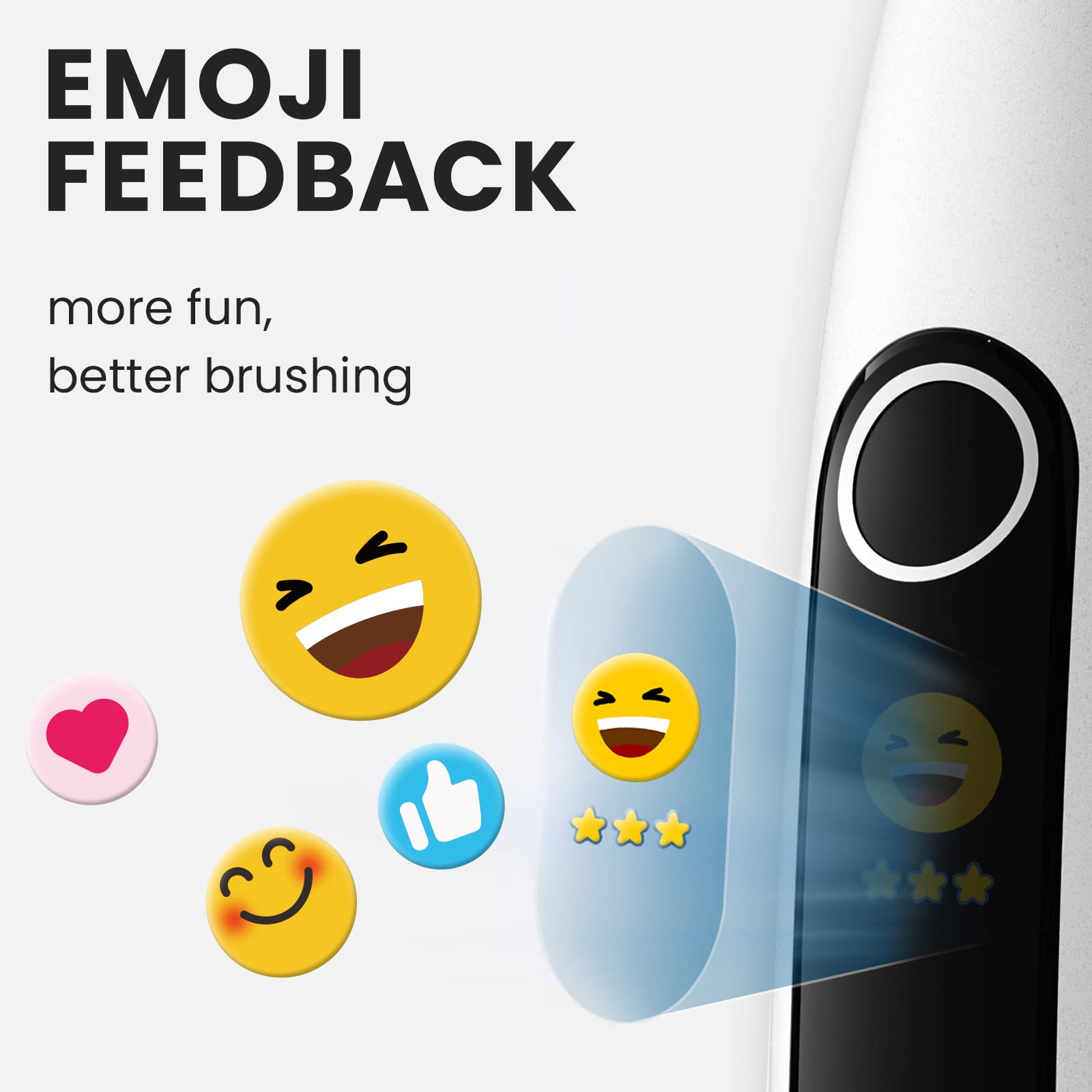 Oclean Smart Sonic Electric Toothbrush, X10 Rechargeable Toothbrush with Color Screen, 5-Mode&5-Intensity, 40000rpm Maglev Motor, Visualized/Emoji Feedback Power Toothbrush/Smart Timer (Gray)