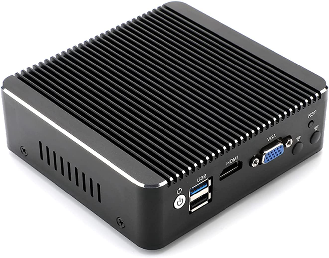 Firewall Micro Appliance,Fanless Mini PC with Intel Celeron J4125 Quad Core,4 Intel I225 Gigabit LAN,VGA/HDMI/USB,AES-NI,Barebone No Ram No SSD