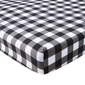 4 Pack Buffalo Check Plaid Neutral Unisex Fitted Baby Crib Sheets Set for Baby Boys or Girls (Black)