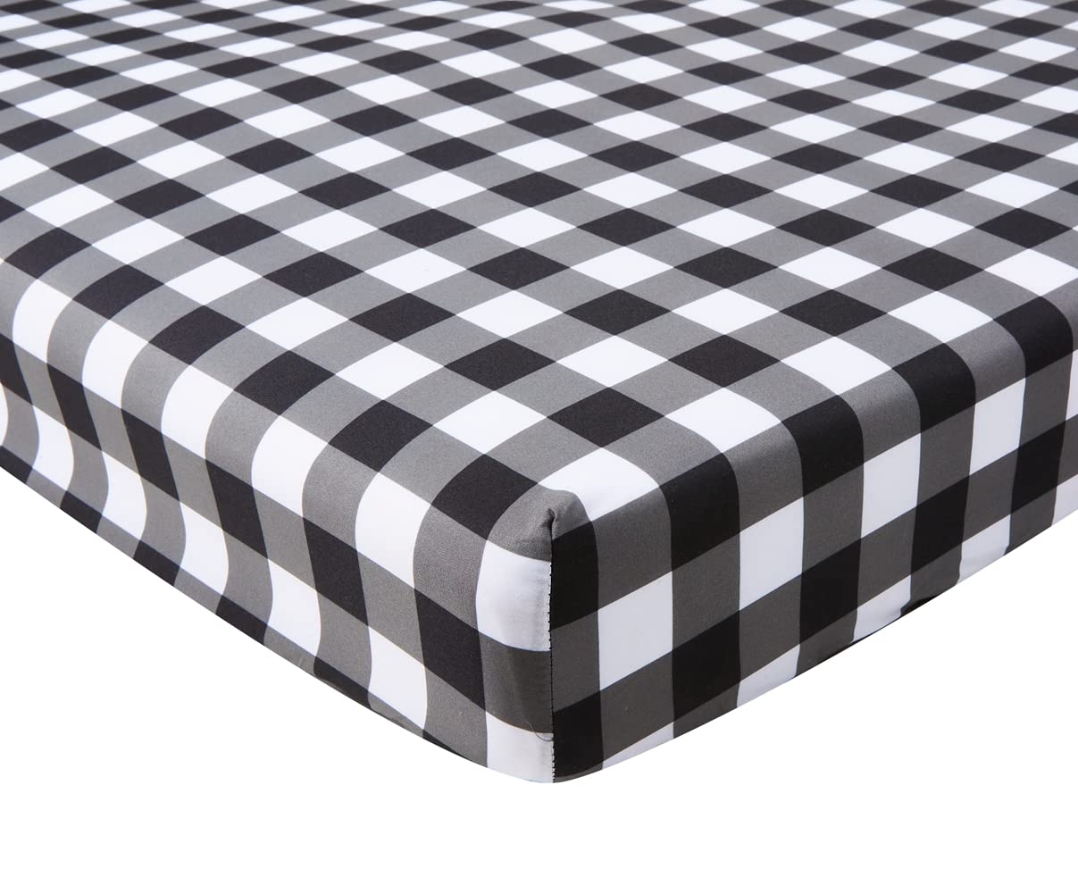 4 Pack Buffalo Check Plaid Neutral Unisex Fitted Baby Crib Sheets Set for Baby Boys or Girls (Black)