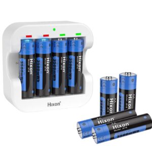 hixon 1.5v rechargeable aa lithium batteries,8 pack double a li-ion batteries with ultra fast aa battery charger,3500mwh high-capacity long-lasting,max 3a current[8aa+1charger]