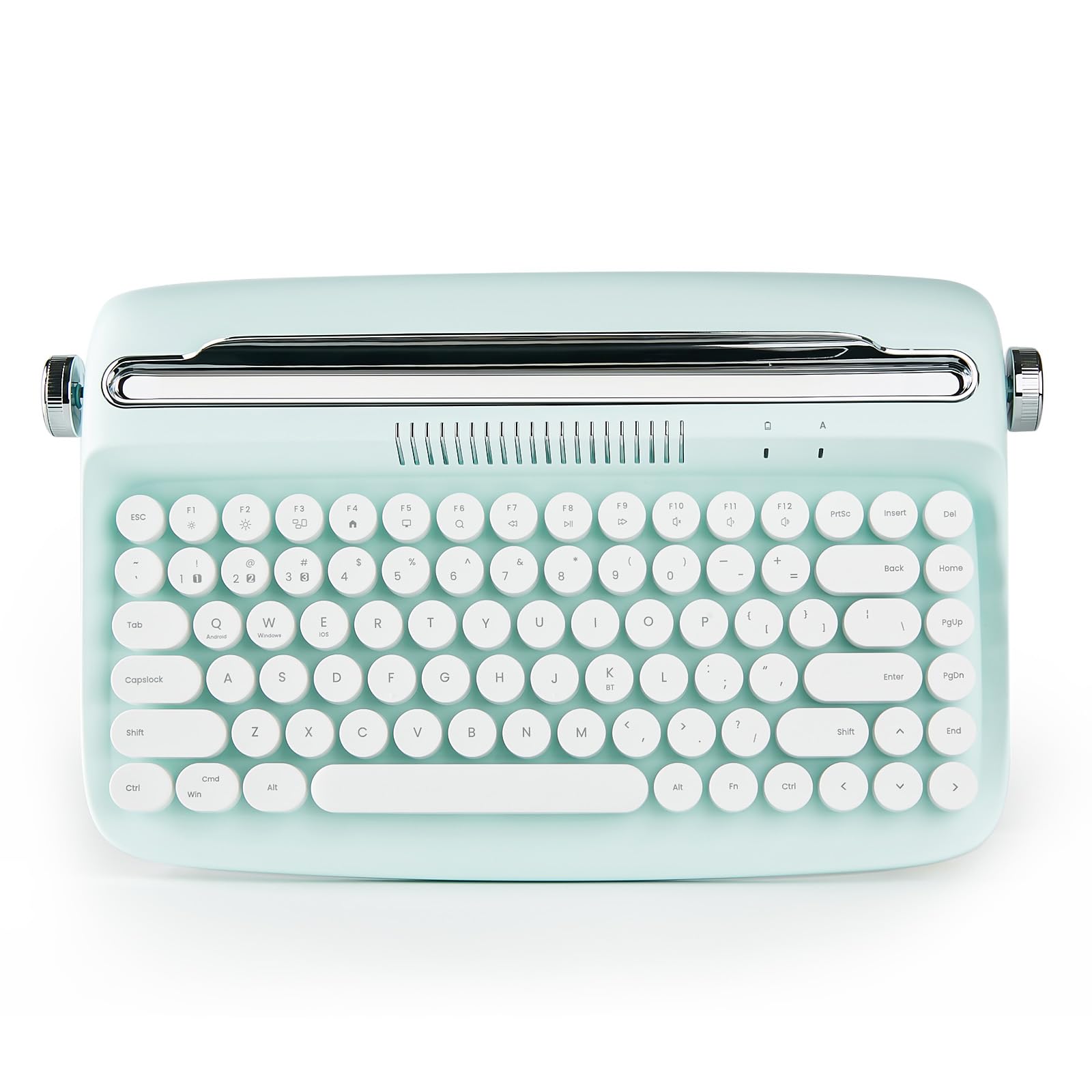 YUNZII ACTTO B303 Wireless Keyboard, Retro Bluetooth Aesthetic Typewriter Style Keyboard with Integrated Stand for Multi-Device (B303, Ivory Butter)