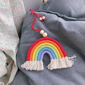 MacrameBay Handmade Macrame Rainbow Hanging Wall Art Decor Ornament, for Kids Baby Room, Nursery Shower Gift, Dorm, Living Room, Bohemian Boho- Small