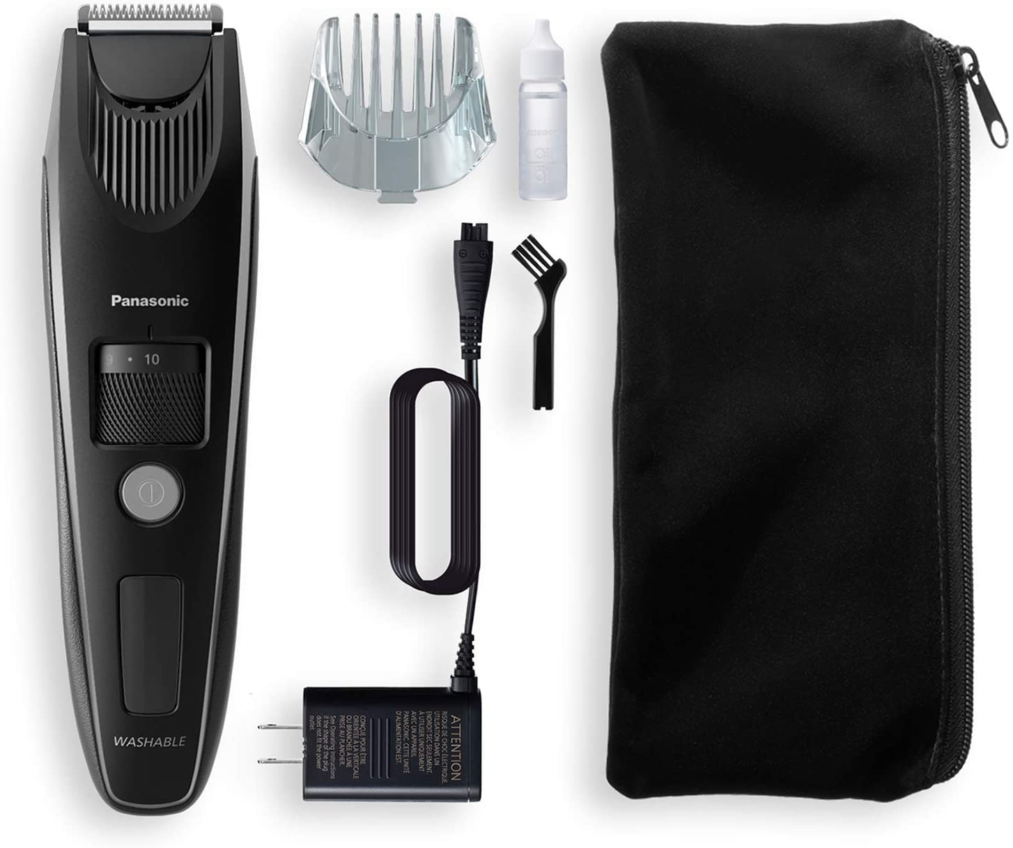 Panasonic Men's Precision Power Beard, Black - Mustache and Hair Trimmer, Cordless Precision Power, Hair Clipper with Comb Attachment and 19 Adjustable Settings, Washable