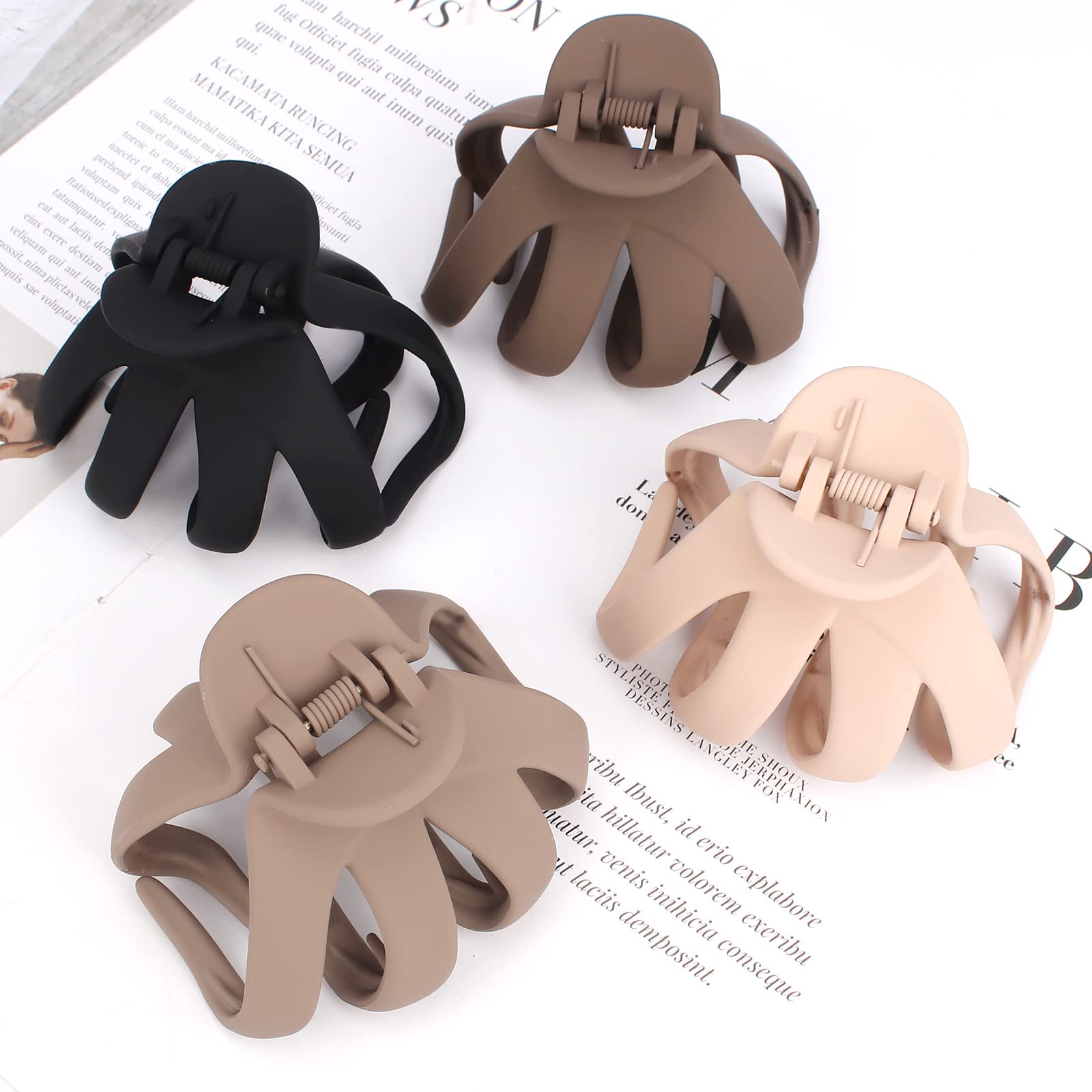 COCIDE 4PCS Hair Claw Clips for Women Acrylic Large Octopus Clip Non-slip Big Spider Hair Claw for Girls Surper Strong Hold Grip Hair Jaw Clip for Thick Hair Accessories for 3.15 inch / 8 cm