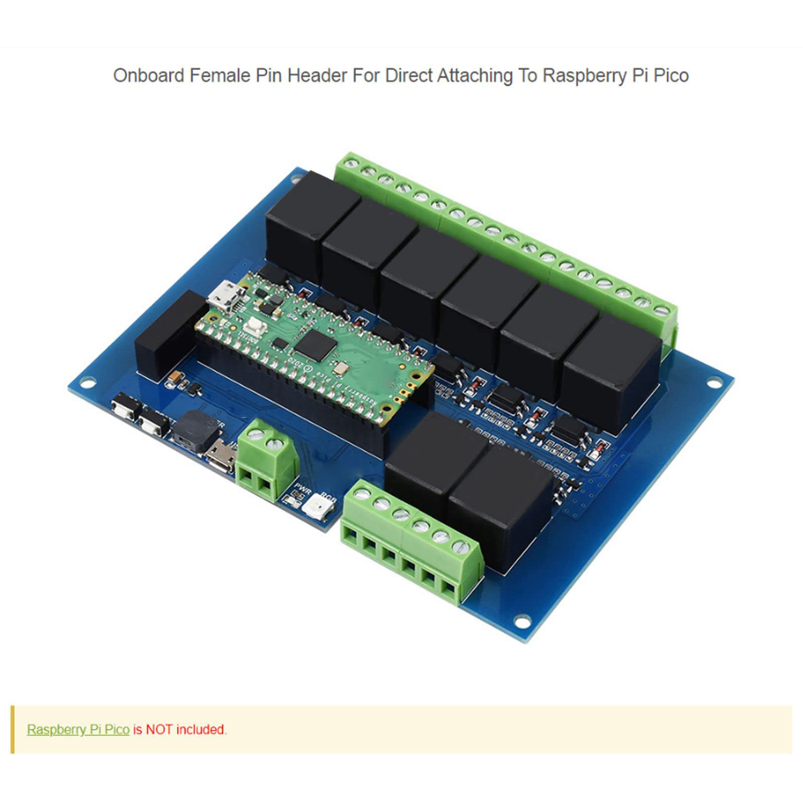 8 Channel Relay Module, 5V Relay Module Power Isolation Photocoupler Isolation USB Port Boot Pin Pico Relay Module for Raspberry Pi Pico