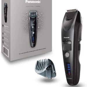 Panasonic Men's Precision Power Beard, Black - Mustache and Hair Trimmer, Cordless Precision Power, Hair Clipper with Comb Attachment and 19 Adjustable Settings, Washable