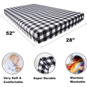 4 Pack Buffalo Check Plaid Neutral Unisex Fitted Baby Crib Sheets Set for Baby Boys or Girls (Black)