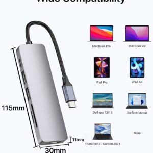 USB C Hub, 6 in 1 HDMI Dongle USB C to Multiport Adapter with 4K HDMI, Power Delivery, 2 USB 3.0 Ports, SD/TF Card Reader Compatible with MacBook Pro/Air, XPS, Chromebook, Nintendo, etc