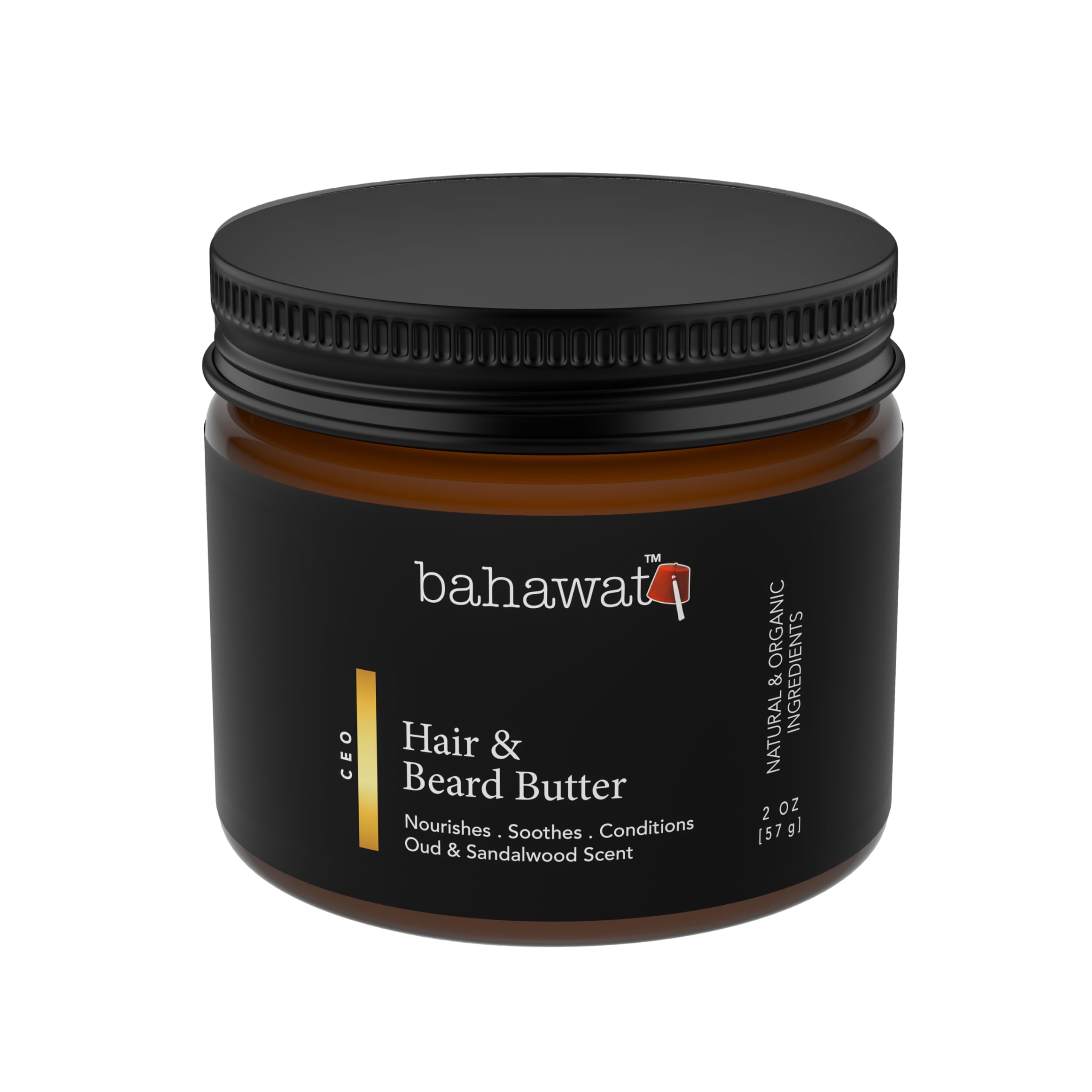 BAHAWAT Hair & Beard Butter for Men Leave-in Conditioner - Oud & Sandalwood - Strengthen, Soften & Moisturize – Organic, Natural Ingredients | The Best Beard Butter - 2 oz