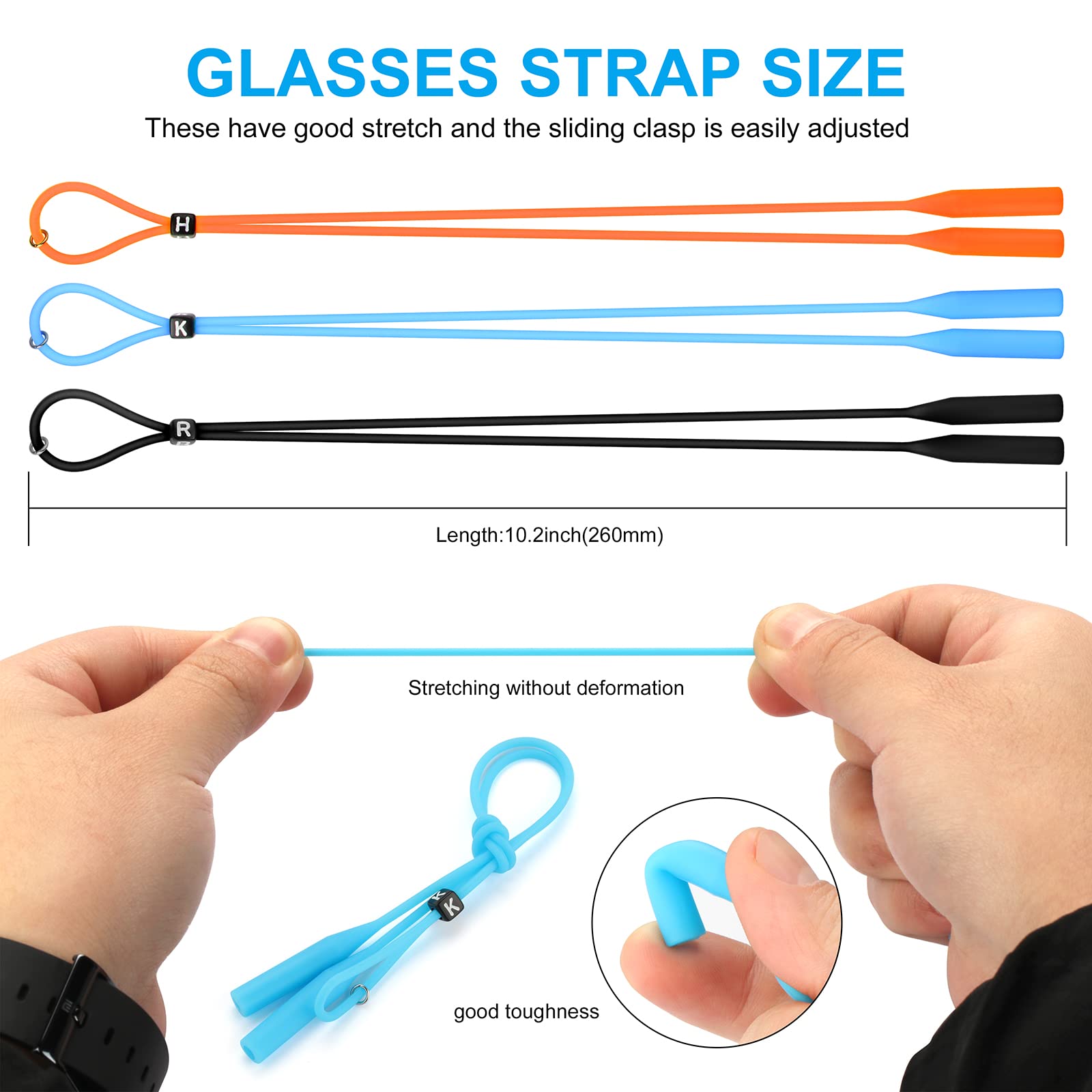 Silicone Glasses Strap, Original Glasses Holder Strap, Adjustable Eye Glasses String Strap, Sports Glasses Band, Sun Glasses Cord Lanyard for Women Kids Men (Pack of 5)