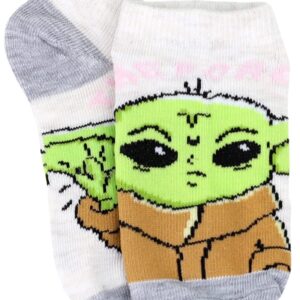 STAR WARS Little Girl's 5 Pack The Mandalorian Baby Yoda No Show Socks, Medium, Pink/Grey Heather