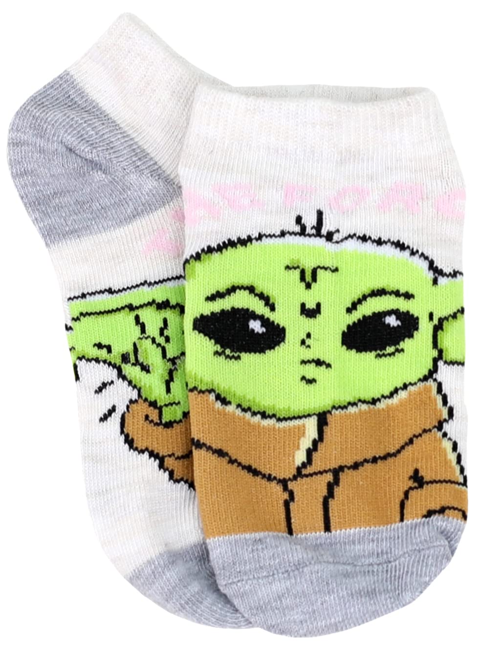 STAR WARS Little Girl's 5 Pack The Mandalorian Baby Yoda No Show Socks, Medium, Pink/Grey Heather