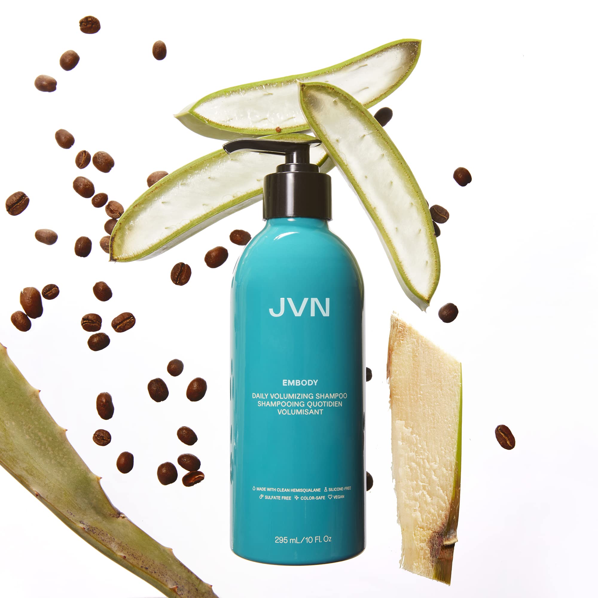 JVN Embody Volumizing Shampoo, Clean, Volume-Boosting Shampoo for All Hair Types, Clarifying, Adds Fullness and Restores Shine, Sulfate-Free, 10 Fluid Ounces