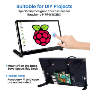 WIMAXIT 10.1" Raspberry Pi Touch Screen Portable Monitor, 1024X600 IPS Mini Small HDMI Display for Raspberry Pi 5 4 3 2 Zero B+ Model B Xbox PS4 iOS Windows 7/8/10, No Driver Required