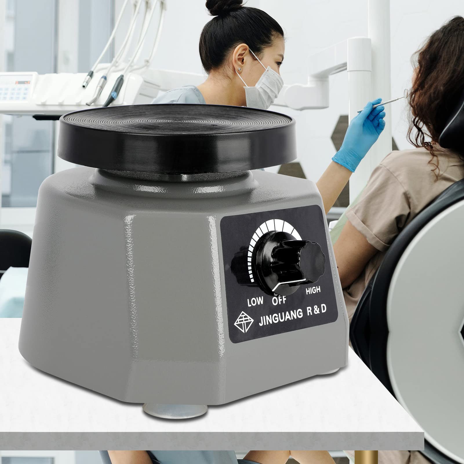 GELTTULU Lab Vibrator 4" Oscillator Round Shaker Plaster Vibrator Plate Dental Equipment Machine for Mixing 110V 100W