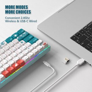 COSTOM XVX M84 75% Wireless/Wired Mechanical Keyboard, Compact 84 Keys Hot Swappable Gaming Keyboard, N-Key Rollover RGB Custom Keyboard for Windows Mac PC Gamers(Coral Sea, Gateron Red Switch)